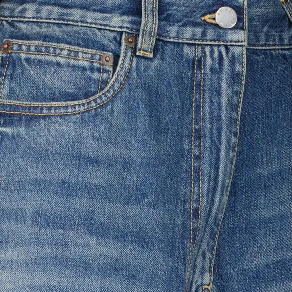 Prada High-waist Denim Shorts With Logo Plaque