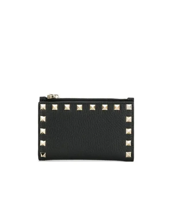 Valentino Garavani Rockstud Zip-up Cardholder - Black