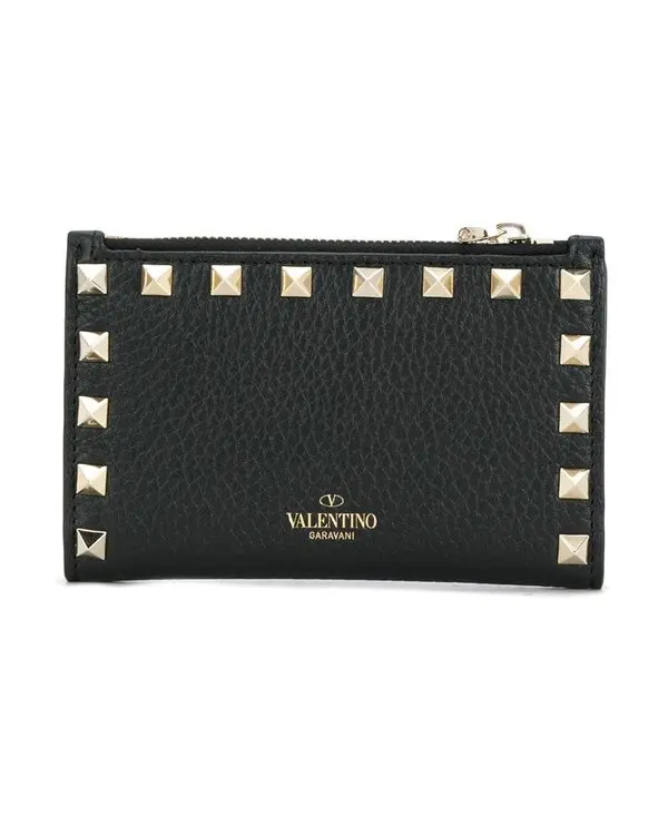 Valentino Garavani Rockstud Zip-up Cardholder - Black