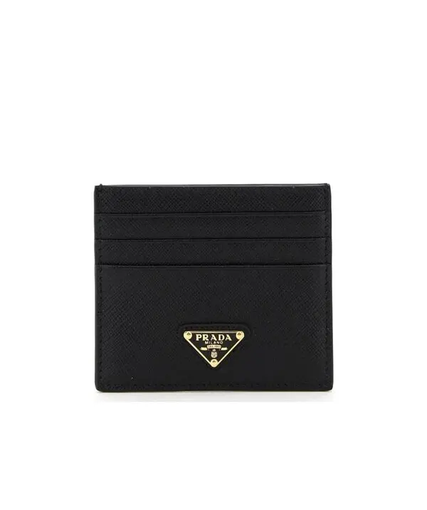 Prada Logo Plaque Card Holder - Black