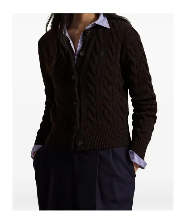 Polo Ralph Lauren Cable-knit Button-up Cardigan - Black