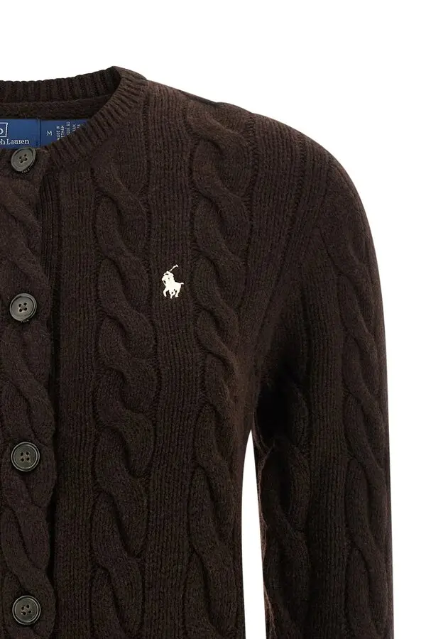 Polo Ralph Lauren Cable-knit Button-up Cardigan - Black