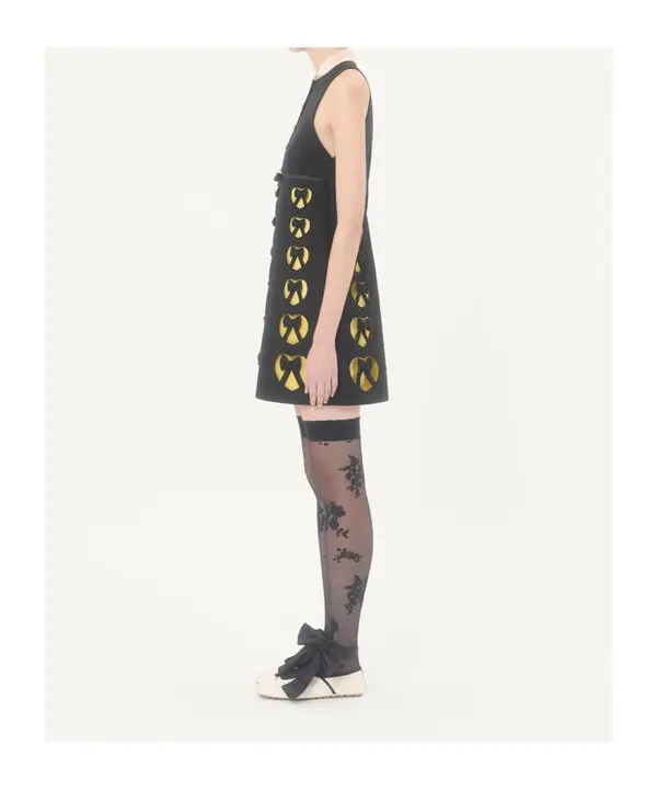 Valentino Garavani Collared Sleeveless Dress With Bow And Heart Embroidery