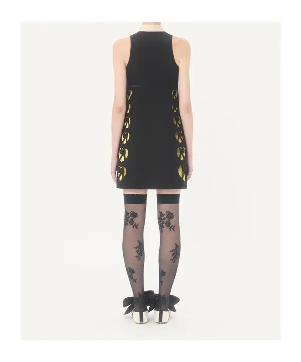 Valentino Garavani Collared Sleeveless Dress With Bow And Heart Embroidery