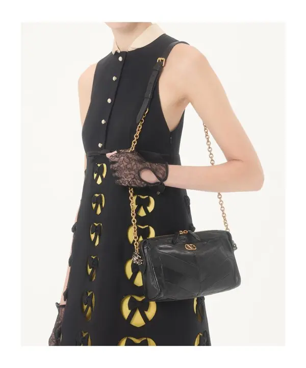 Valentino Garavani Collared Sleeveless Dress With Bow And Heart Embroidery