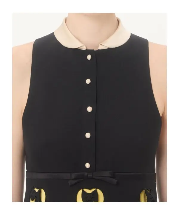 Valentino Garavani Collared Sleeveless Dress With Bow And Heart Embroidery