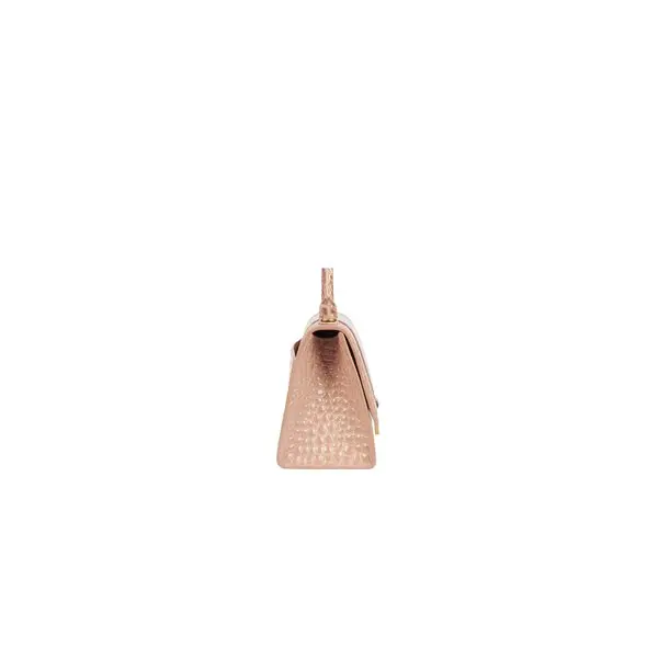 Balenciaga Hourglass Small Embossed Crocodile Effect Handbag - Nude