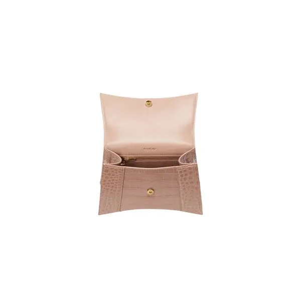 Balenciaga Hourglass Small Embossed Crocodile Effect Handbag - Nude
