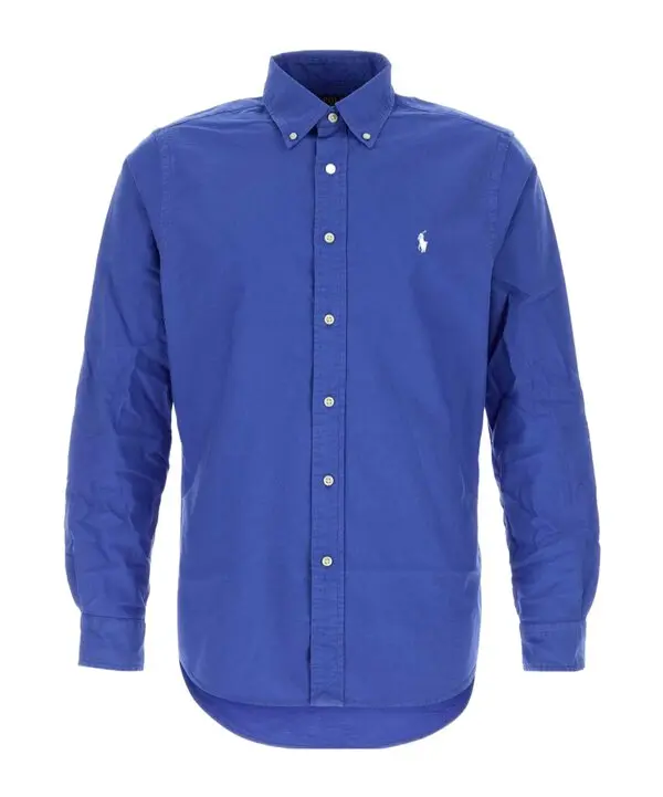 Polo Ralph Lauren Logo Embroidered Curved Hem Shirt - Blue