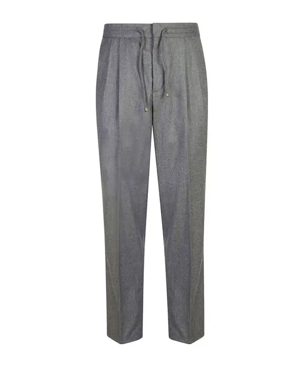 Brunello Cucinelli Pleated Tapered Leg Trousers - Medium Gray