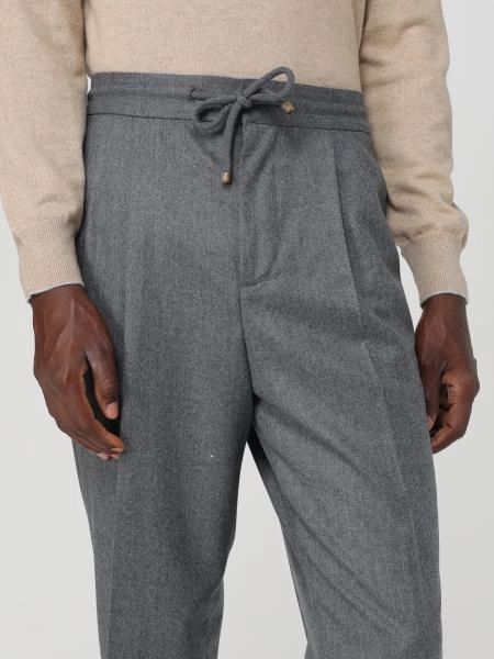Brunello Cucinelli Pleated Tapered Leg Trousers - Medium Gray