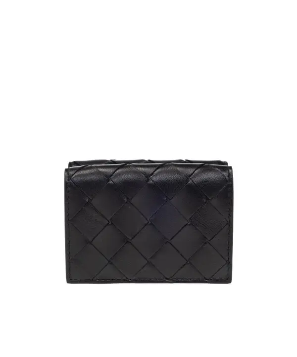 Bottega Veneta Intrecciato Tiny Tri-fold Wallet - Black