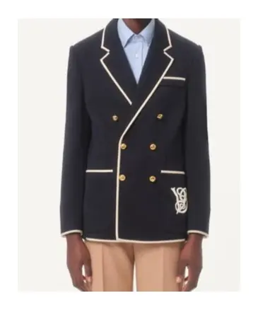 Valentino Garavani Double-breasted Wool Jacket With Vg Embroidery
