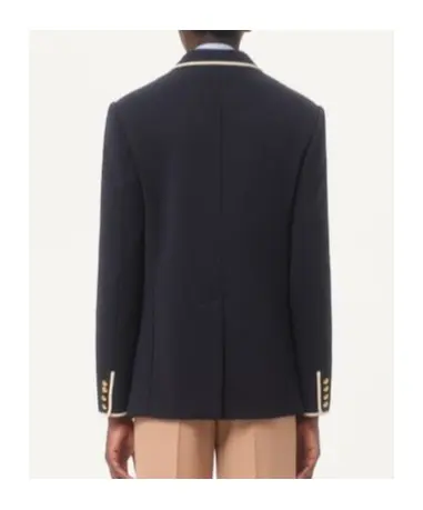 Valentino Garavani Double-breasted Wool Jacket With Vg Embroidery