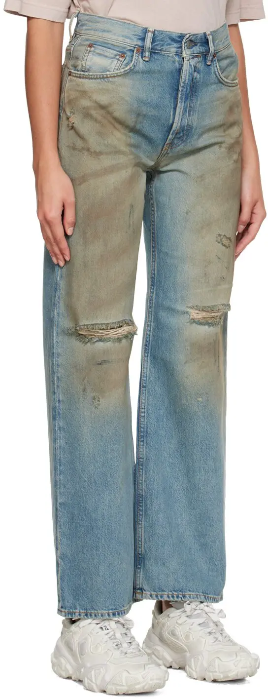 Acne Studios Distressed Wide-leg Jeans - Medium Blue