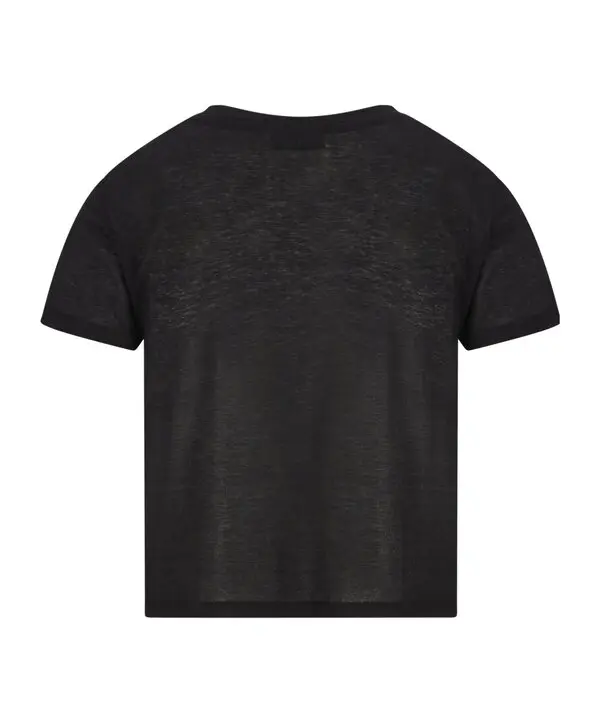 Miu Miu Short-sleeved T-shirt With Chest Pattern - Black