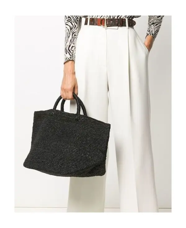 IBELIV Vanilla Woven Top Handle Bag