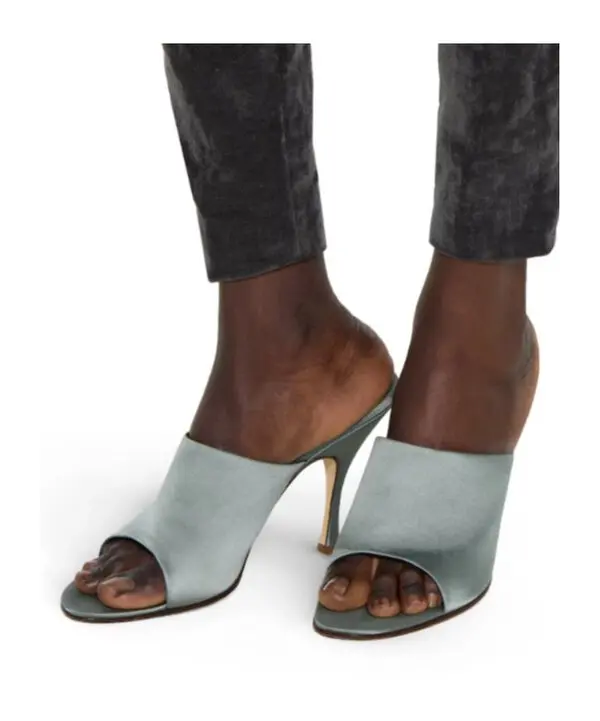 Gucci Embossed Logo Slide Sandal With Stiletto Heel - Light Blue