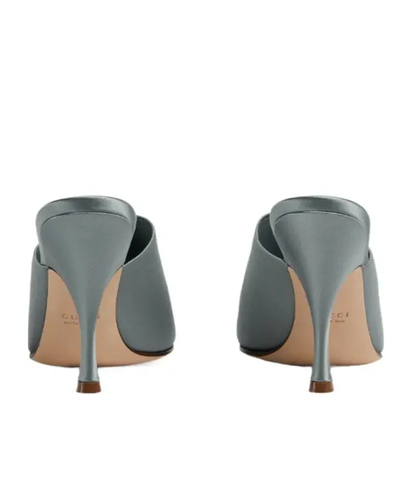 Gucci Embossed Logo Slide Sandal With Stiletto Heel - Light Blue