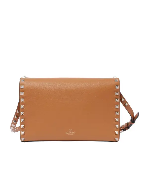 Valentino Garavani Rockstud Foldover Small Shoulder Bag - Brown