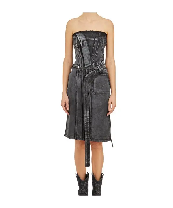 Ottolinger Off-shoulder Denim Dress With Asymmetrical Cutout