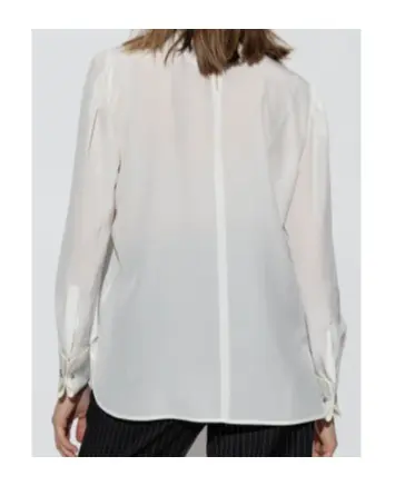 Max Mara Silk Pleated Blouse With Crew Neck And Long Sleeves
