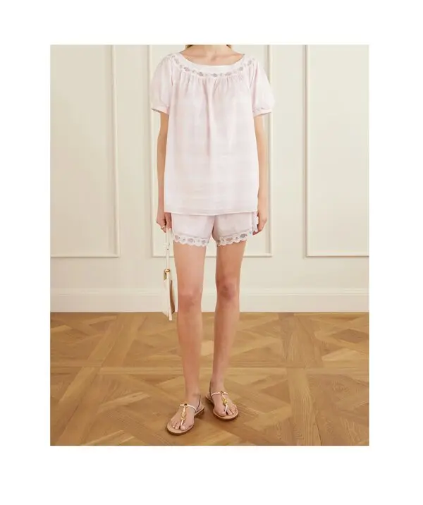 Posse Name Drawstring Shorts With Lace Trim
