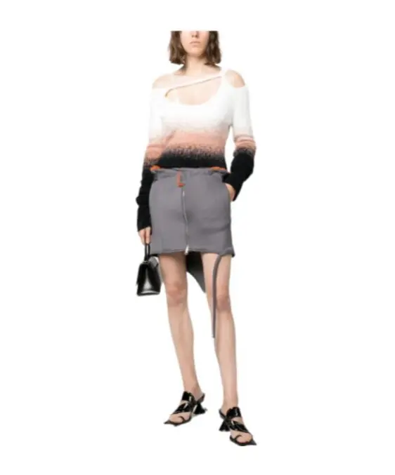 Ottolinger Asymmetric Hem Zip-up Miniskirt - Gray