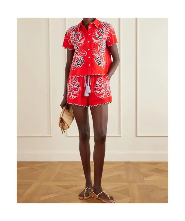 Farm Rio Embroidered Short Sleeve Shirt