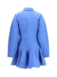 GANNI Button-up Flared Mini Dress - Blue