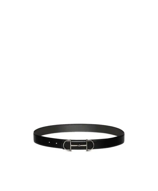 Gucci Horsebit Reversible Leather Belt - Black