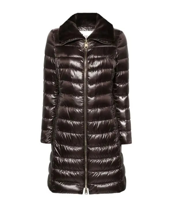 Herno High-neck Down Coat With Removable Fur Collar - Brown