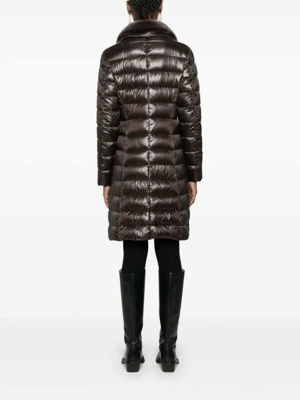 Herno High-neck Down Coat With Removable Fur Collar - Brown