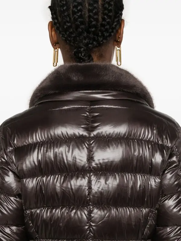 Herno High-neck Down Coat With Removable Fur Collar - Brown
