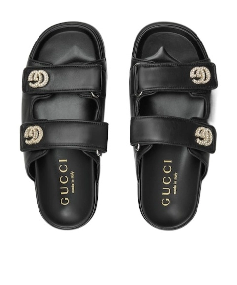 Gucci Double G Sandals With Light Gold Tone Accessories