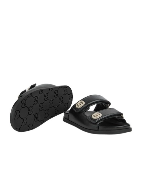 Gucci Double G Sandals With Light Gold Tone Accessories