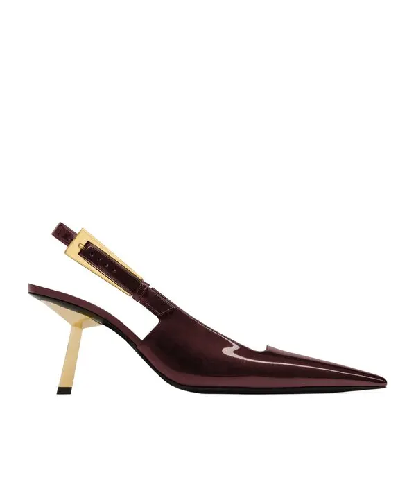 Saint Laurent Lee Slingback Pointed Toe Pumps - Brown