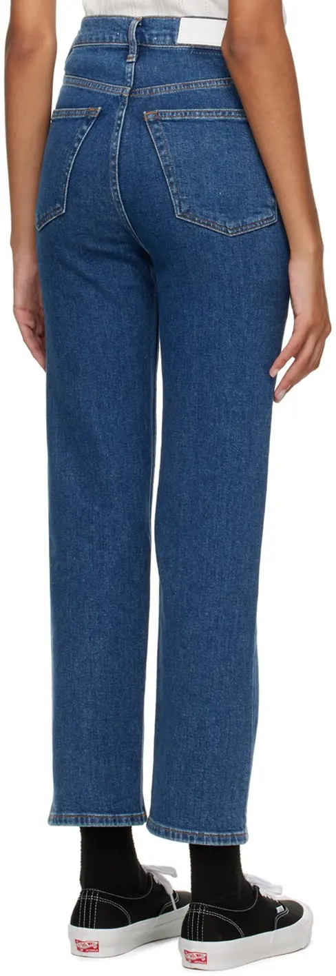 RE/DONE Ultra Rise High Waist Cropped Jeans - Blue