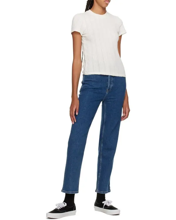 RE/DONE Ultra Rise High Waist Cropped Jeans - Blue