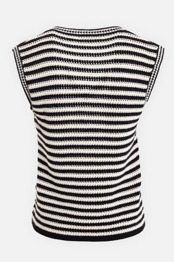ANINE BING Lowen Striped V-neck Vest