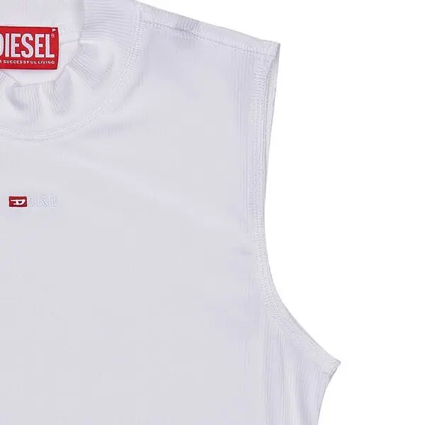 DIESEL® Mock Neck Ribbed Tank Top - White