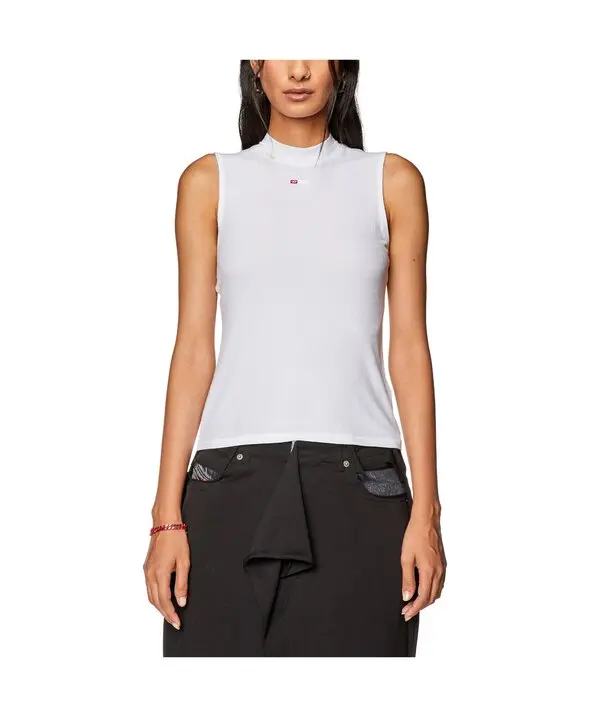 DIESEL® Mock Neck Ribbed Tank Top - White