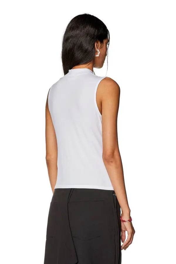 DIESEL® Mock Neck Ribbed Tank Top - White