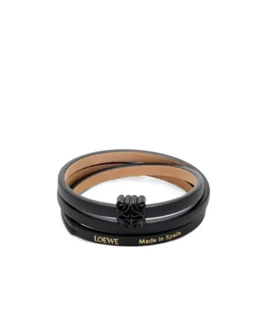 Loewe Anagram Triple-wrap Leather Bracelet - Black