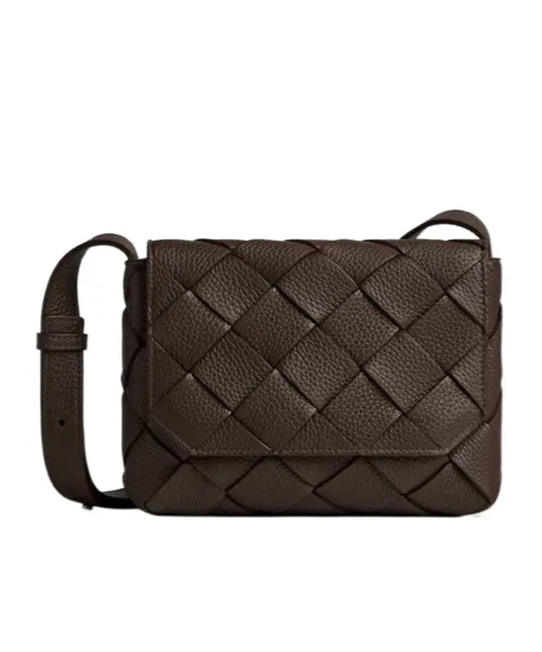 Bottega Veneta Diago Woven Leather Shoulder Bag - Black