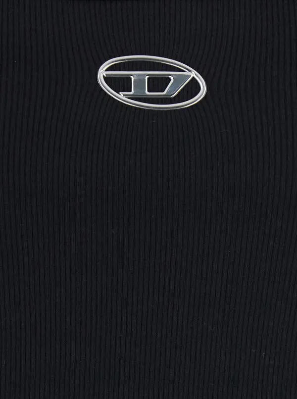DIESEL® Ribbed Spaghetti Strap Top With Oval D Logo - Black