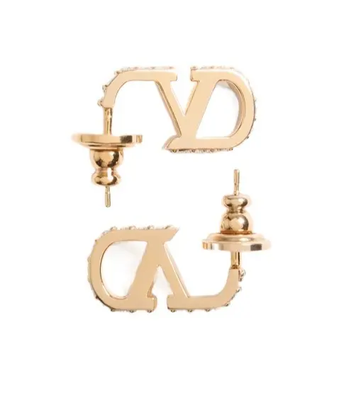 Valentino Garavani Vlogo Signature Metal And Swarovski Crystal Earrings - Yellow