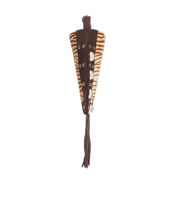 Valentino Garavani Nelli Côte Shoulder Bag In Animalier Pony Effect Calfskin With Fringes
