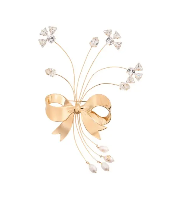 Valentino Garavani Papier Floral Brooch With Pearls And Swarovski Crystals - Yellow