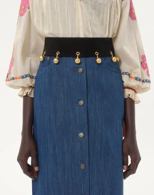 Valentino Garavani Vlogo Suede Belt With Gold Tone Balls